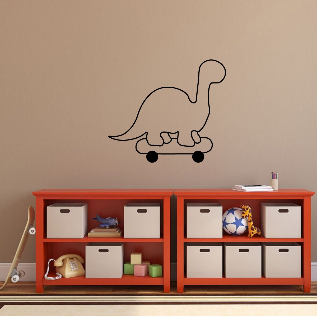 Customvinyldecor Dinosaur Sticker | Dinosaur Skateboarding Vinyl Wall ...