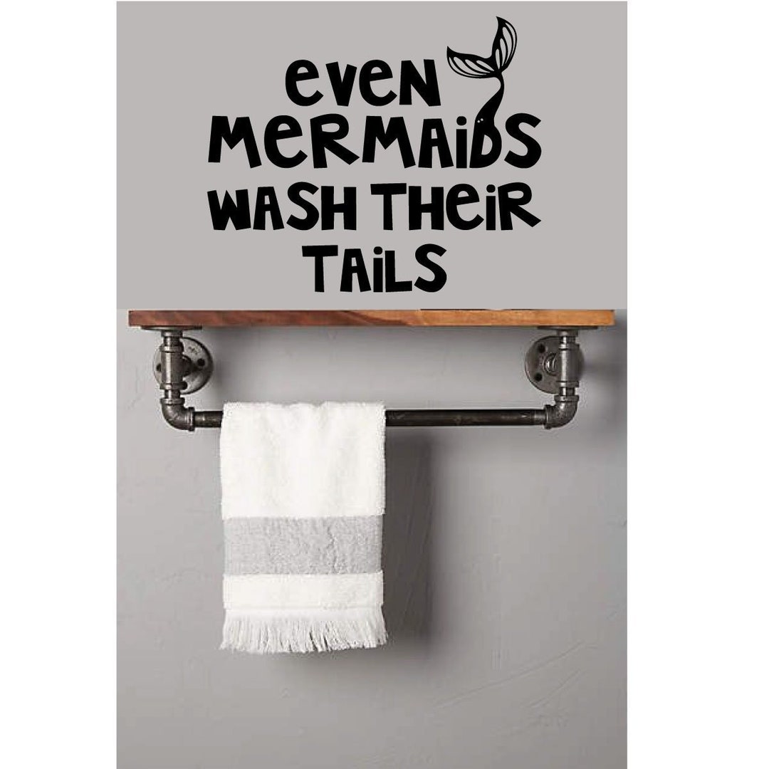 Mermaid Tail Wash Vinyl Wall Decal – Nautical Bathroom Decor - Etsy