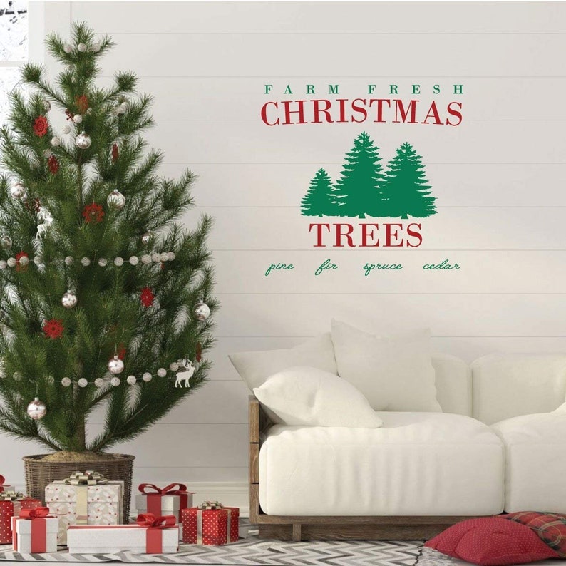 Christmas Tree Wall Decal Farm Fresh Pine Fir Spruce - Etsy