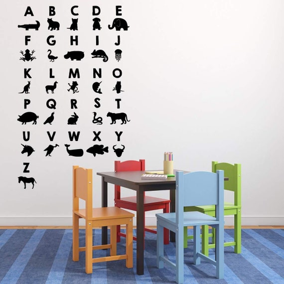 Animal ABC Wall Decal Alphabet Vinyl Decor for Baby's - Etsy