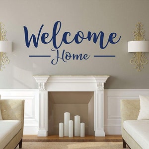 Living Room Wall Decor - Welcome Home Wreath Vinyl Decal for Family ...