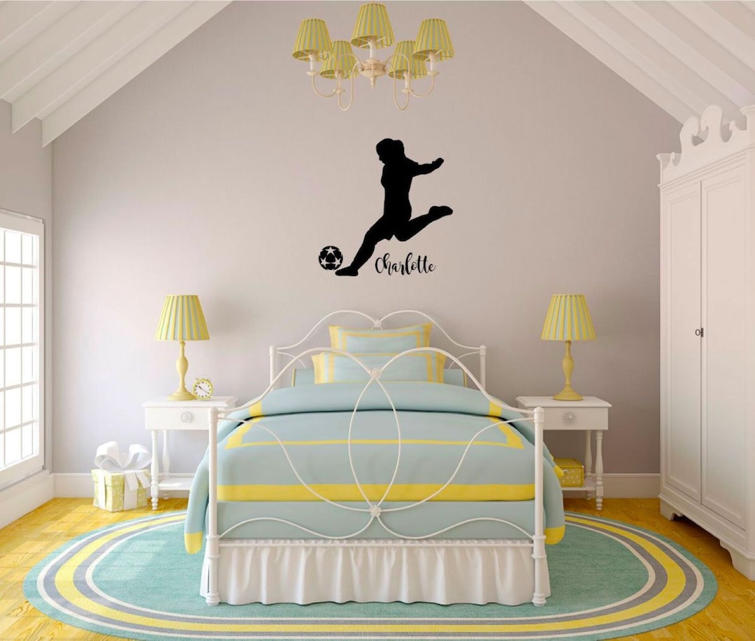 Soccer Wall Decal, Custom Soccer Decor for Girls Room, Personalized ...