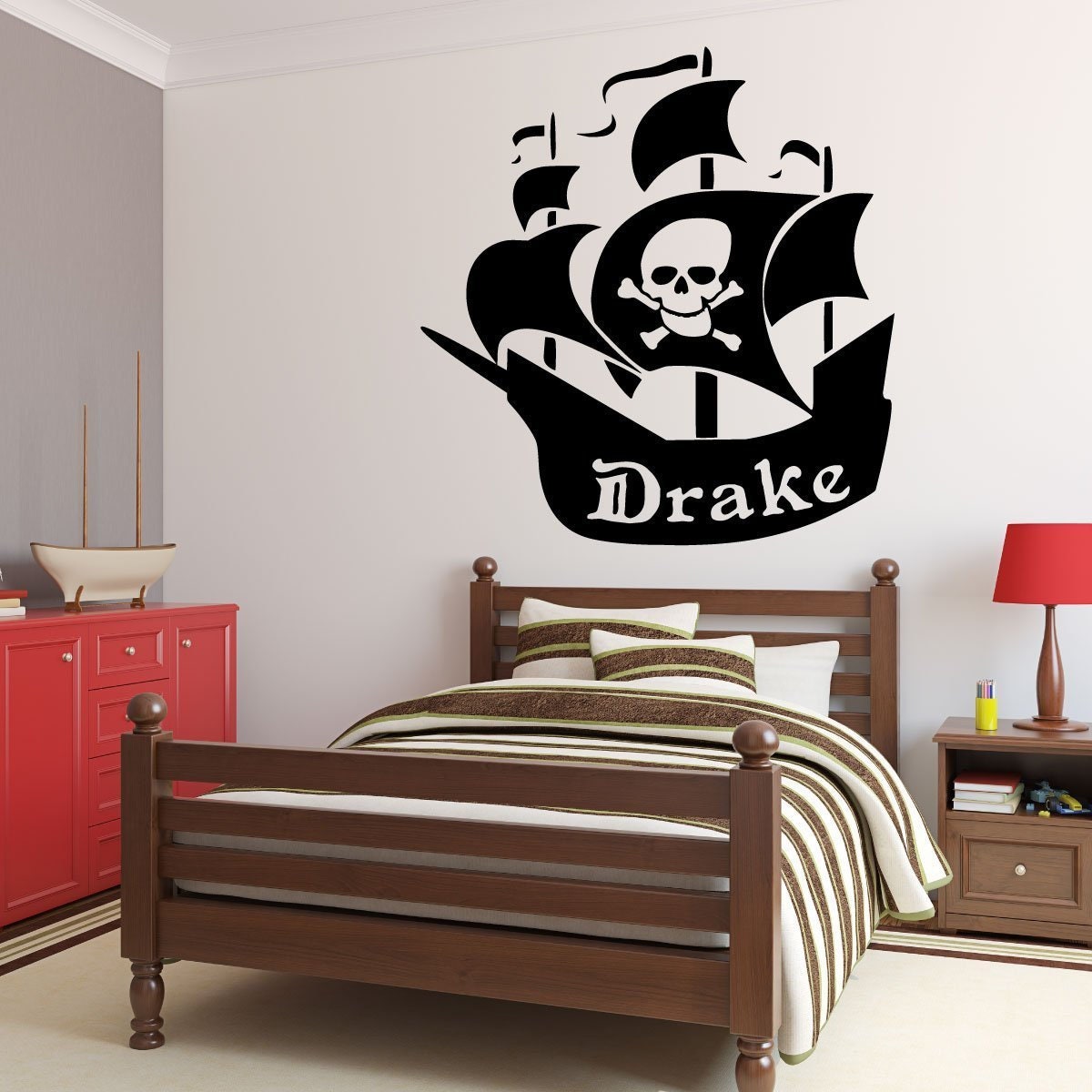 Customvinyldecor Pirate Ship Wall Decal Personalized | Etsy
