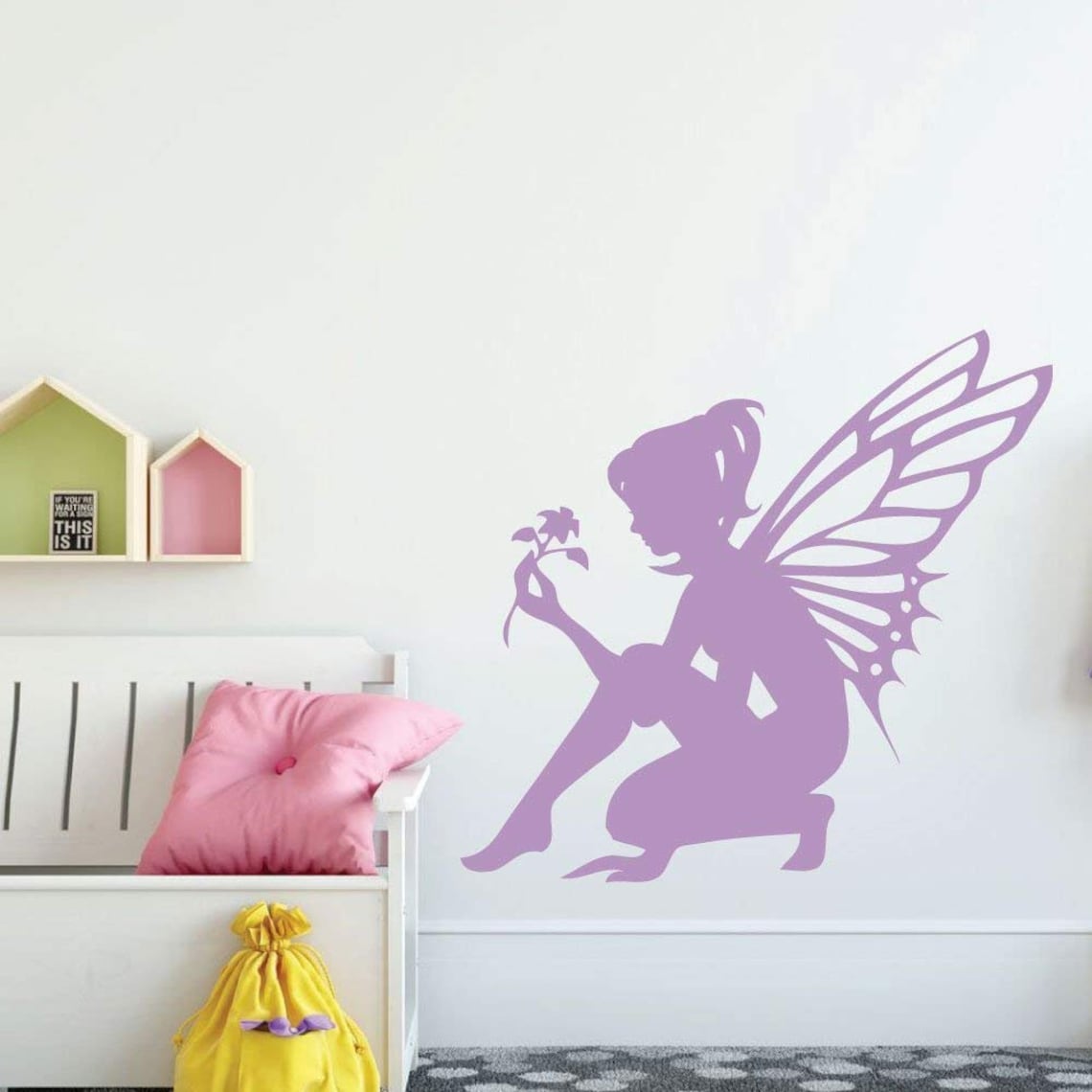 Fairy Wall Decal With Flower Design Vinyl Sticker Decoration - Etsy