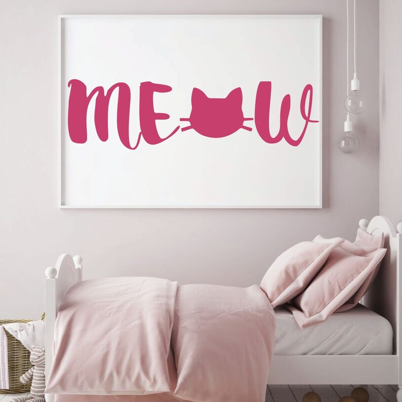 Meow Wall Decal - Cat Design - Vinyl Decor for Room, Bedroom, Play Room ...
