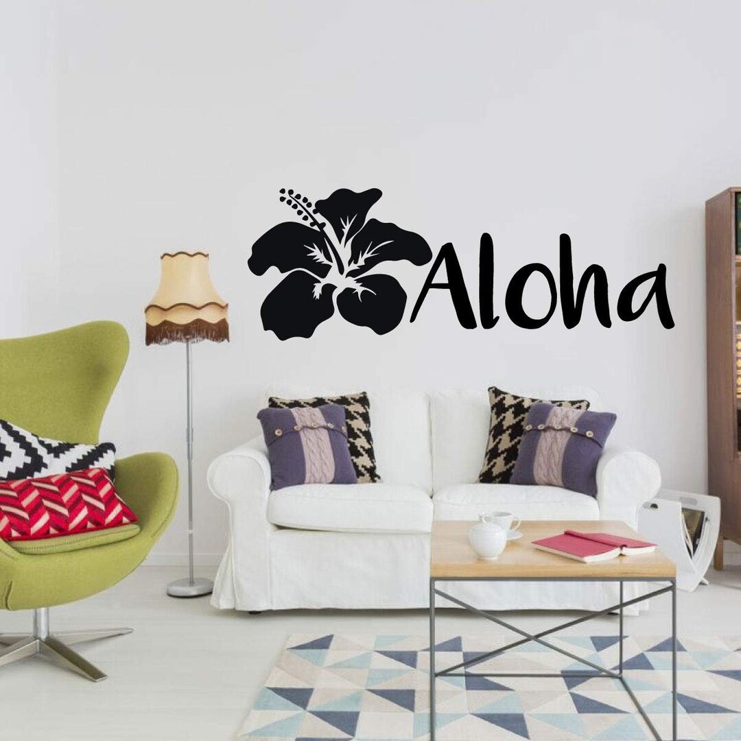 Hawaii Theme Vinyl Decor | Hawaiian Flower Silhouette |living Room ...