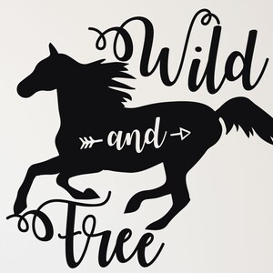Horse Wall Decor - Wild and Free -vinyl Wall Decal for Girl's Bedroom ...