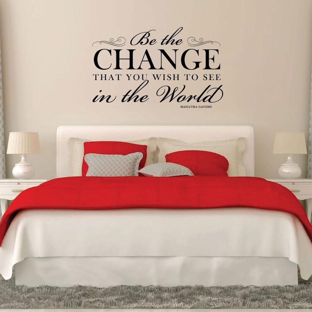 Be the Change Wall Decal, Mahatma Gandhi Quote, Inspirational Vinyl ...