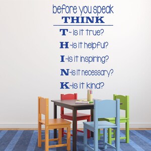 Classroom Decor for Teachers - Before You Speak, Think - Vinyl Wall ...
