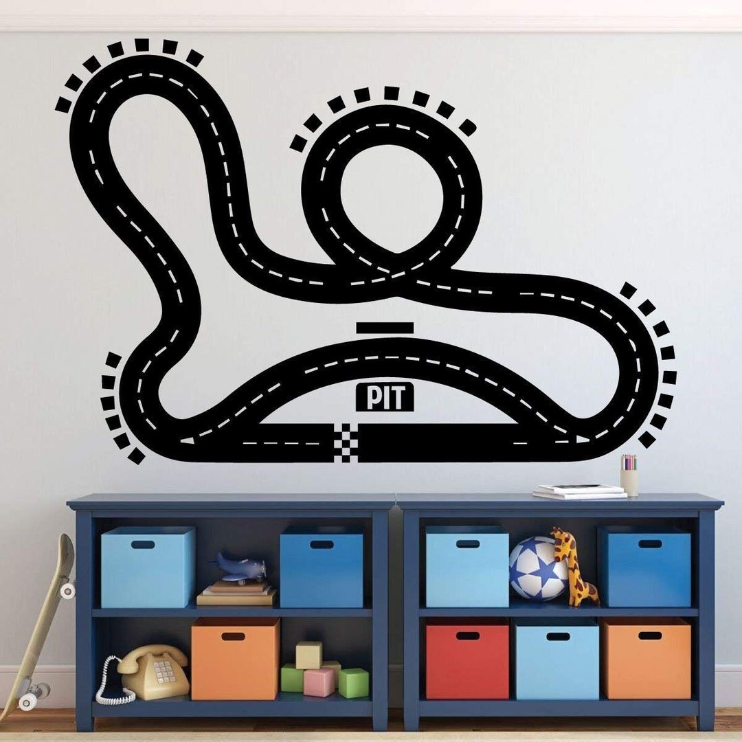 Race Track Wall Decal, Race Car Wall Decal, Car Racing, Boys Wall Decor ...