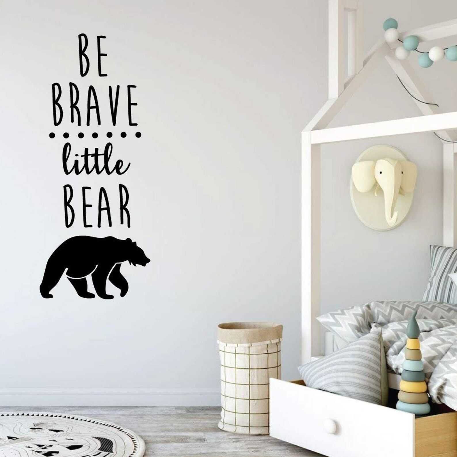 Be Brave Little Bear Wall Decal Quote - Vinyl Sticker Silhouette ...