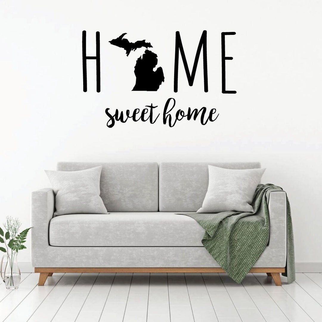 Home Sweet Home State of Michigan Silhouette Vinyl Wall Art Decal for ...