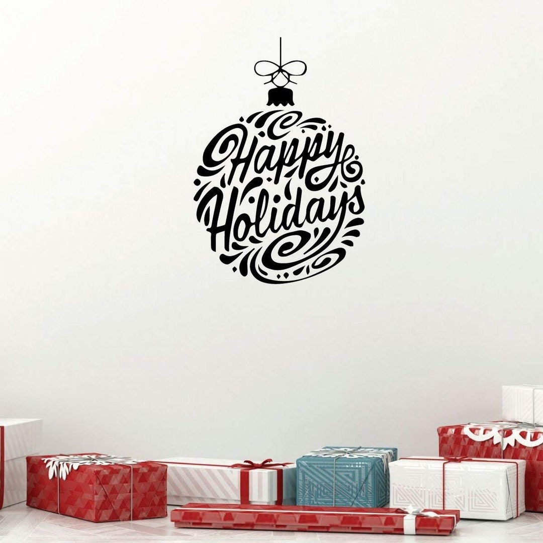 Christmas Ornament Wall Decal - Happy Holidays Vinyl Sticker - Etsy