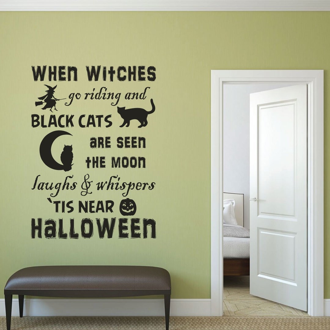Spooky Halloween Poem Vinyl Wall Decal – Witches & Black Cats - Etsy