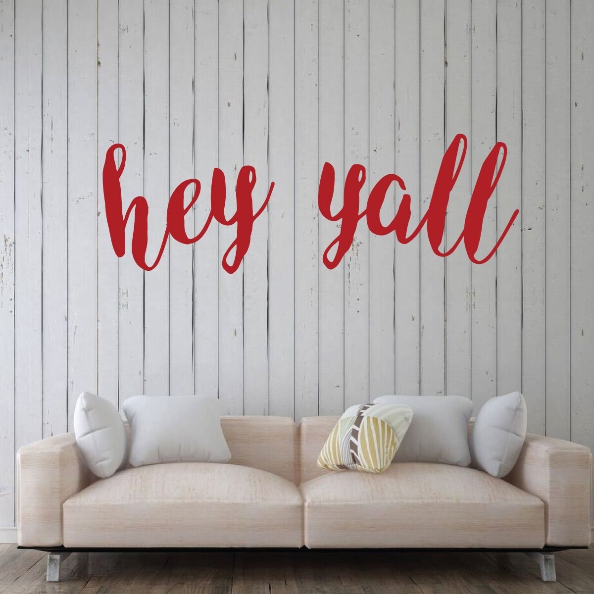 Wall Decal for Living Room Hey Yall Farmhouse Vinyl - Etsy