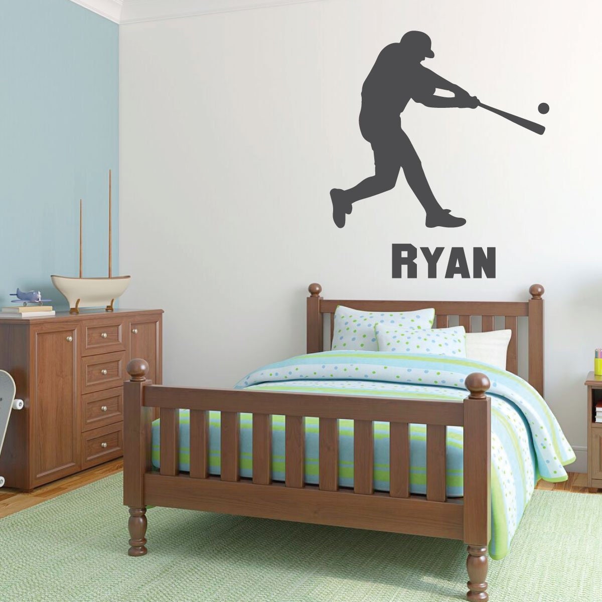 Baseball Wall Decal Batting Player Sport Sticker Vinyl Decal - Etsy
