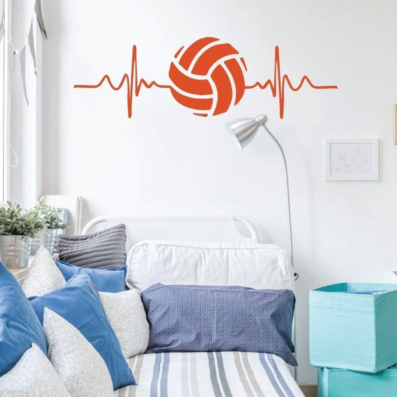 Volleyball Wall Decal - Heart Beat - Vinyl Art Decor for Bedroom or ...