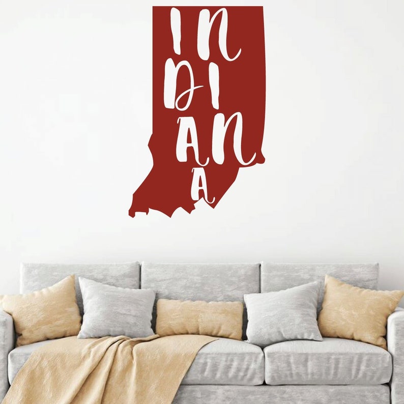 Indiana Wall Decal - State Silhouette Vinyl Art for Home Decor, Living ...