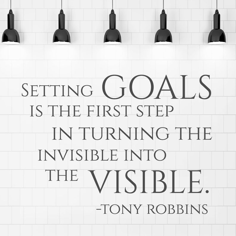 Goal Wall Decal Quote Setting Goals is the First Step | Etsy