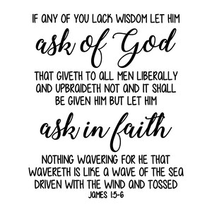Bible Verse Wall Decal - James 1:5-6 - If Any of You Lack Wisdom Let ...