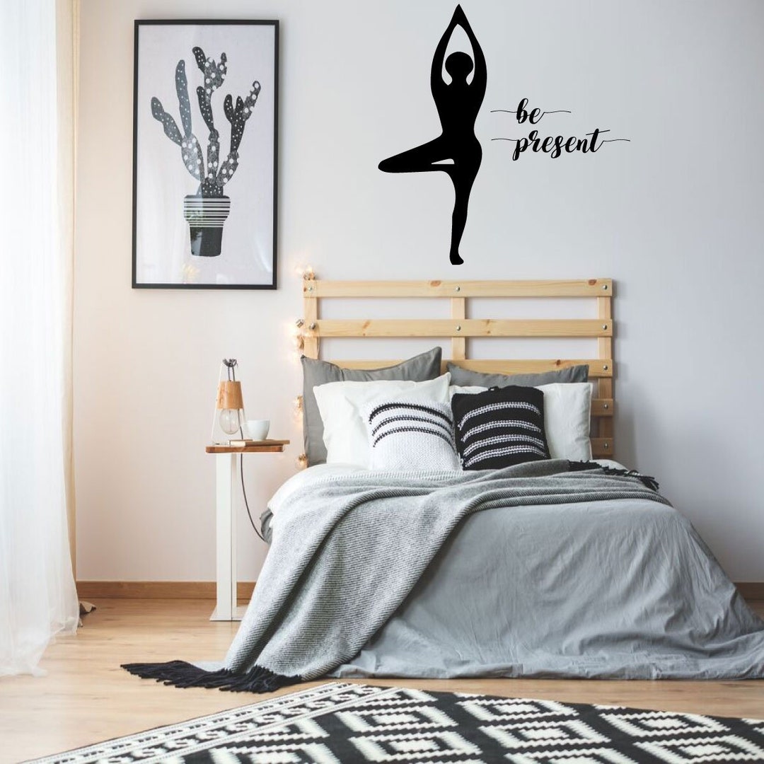 Yoga Quote Wall Decor - Be Present - Vinyl Sticker Decal for Home Decor ...