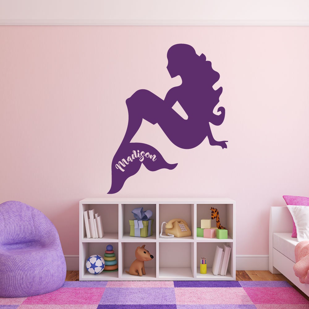 Mermaid Vinyl Wall Decor Personalized for Girl's Bedroom - Etsy