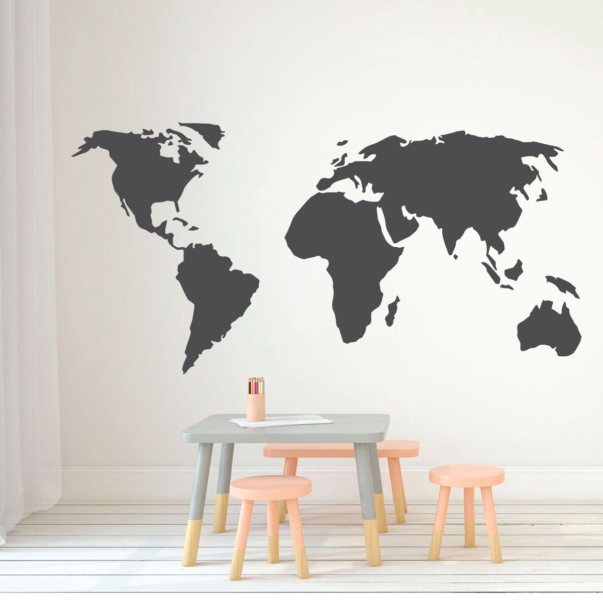 World Map Wall Decal Classroom Decorations Vinyl Sticker - Etsy