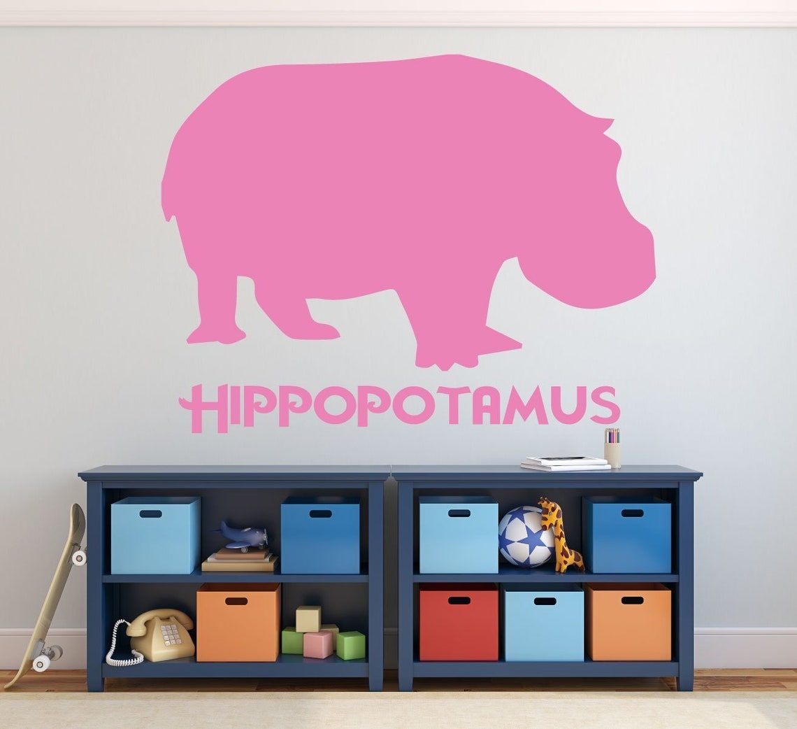 Hippo Wall Decal Hippopotamus Art for Home Playroom | Etsy