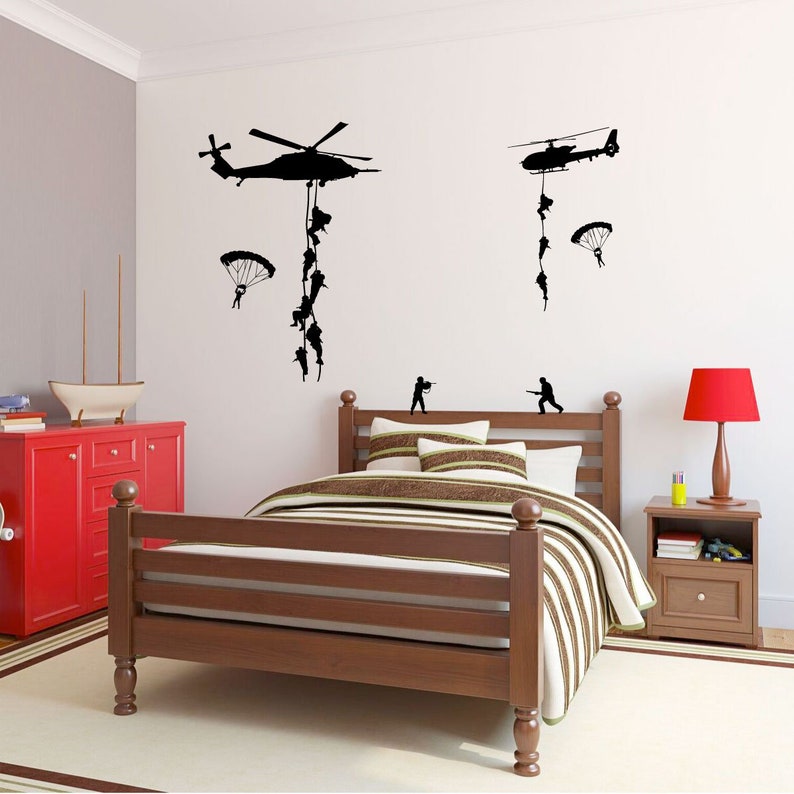 Army Wall Decals Soldiers Parachuting from Helicopters | Etsy