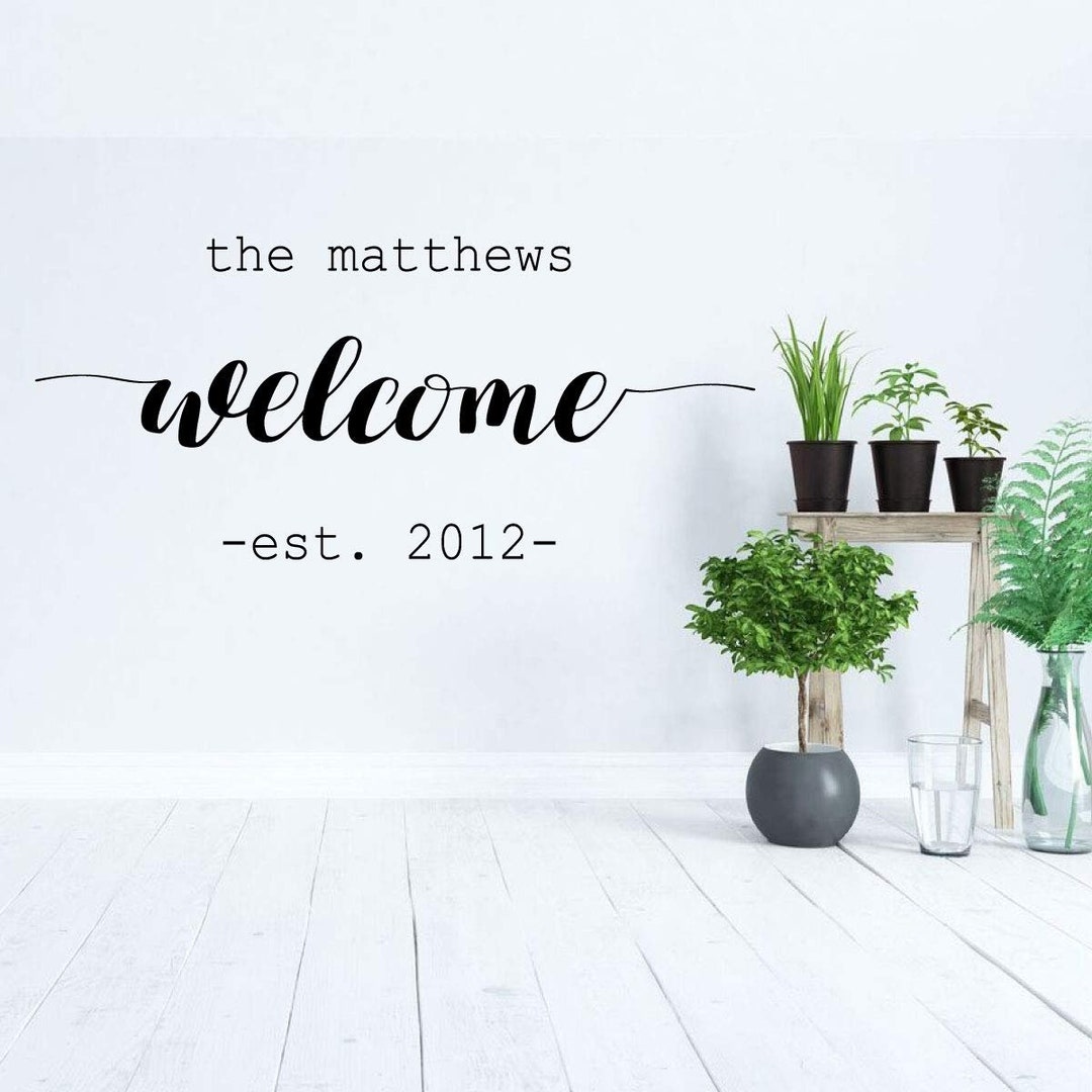 Personalized Welcome Wall Decal - Living Room, Entryway or Door Decor ...