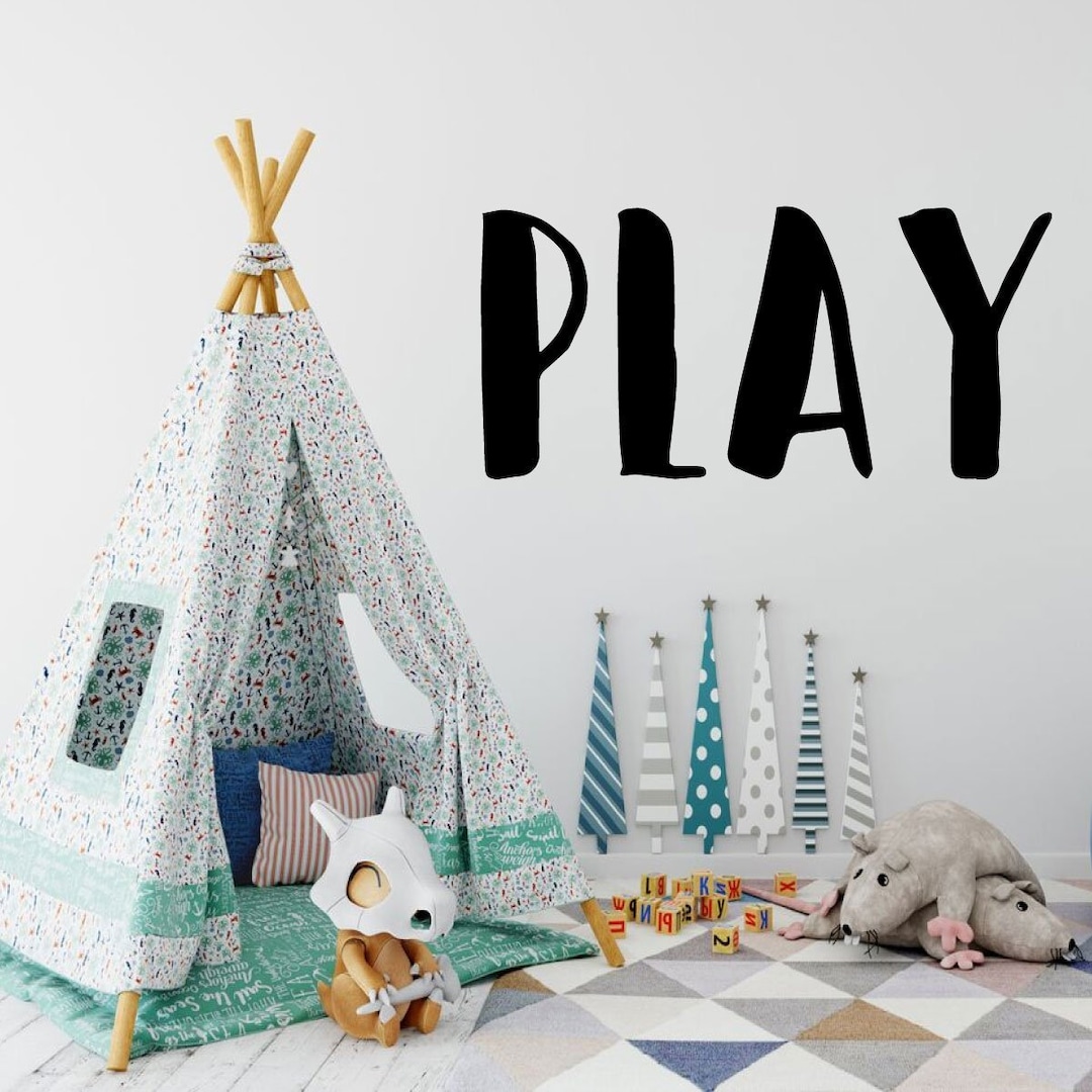 Playroom Wall Decal for Boy and Girl Kids - Unique Vinyl "play ...