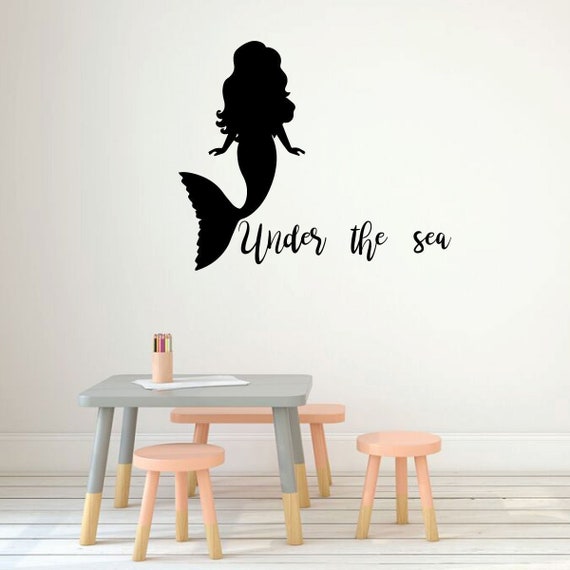 Mermaid Wall Decal Under the Sea Vinyl Decor for | Etsy