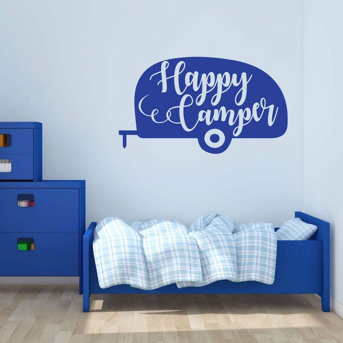 Happy Camper Vinyl Decal - Outdoor and Nature Themed Wall Sticker for ...