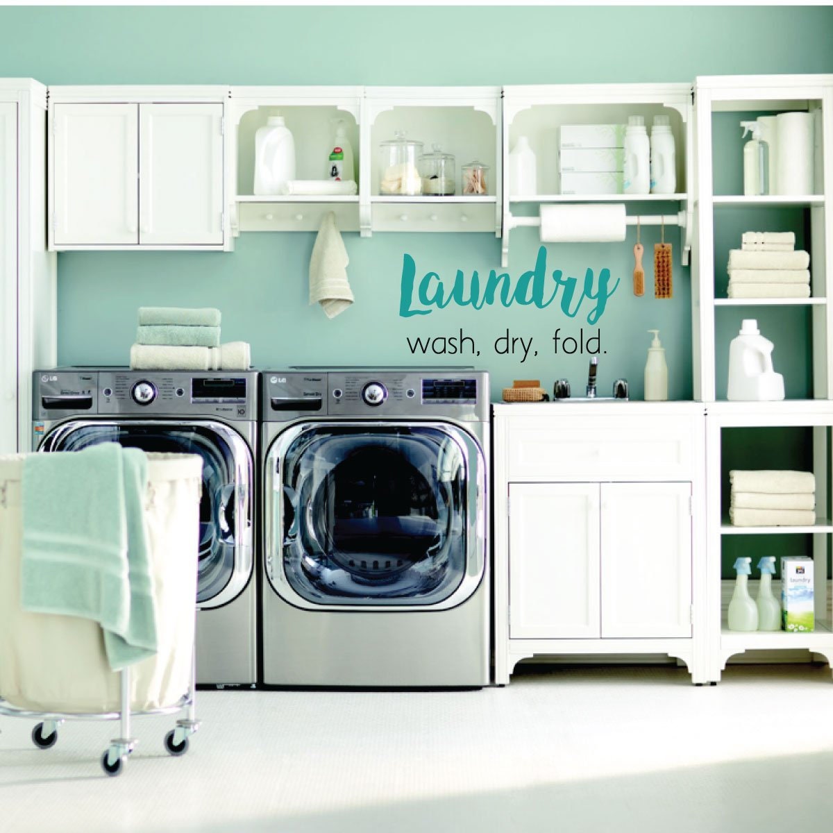 Laundry Room Wall Decal Wash Dry Fold Removable Vinyl | Etsy