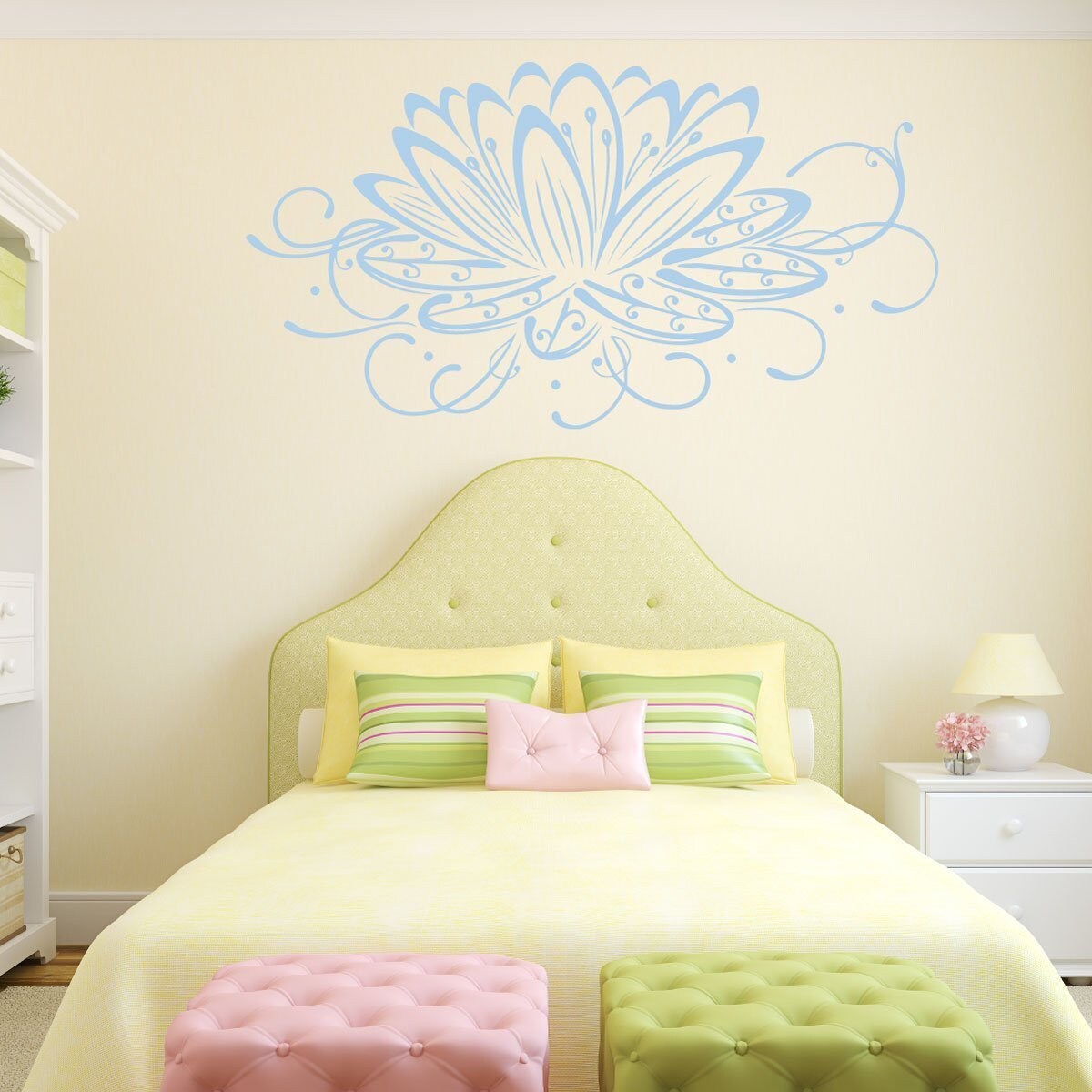 Lotus Flower Wall Decal - Flower Decals for Wall, Blue Lotus Flower ...
