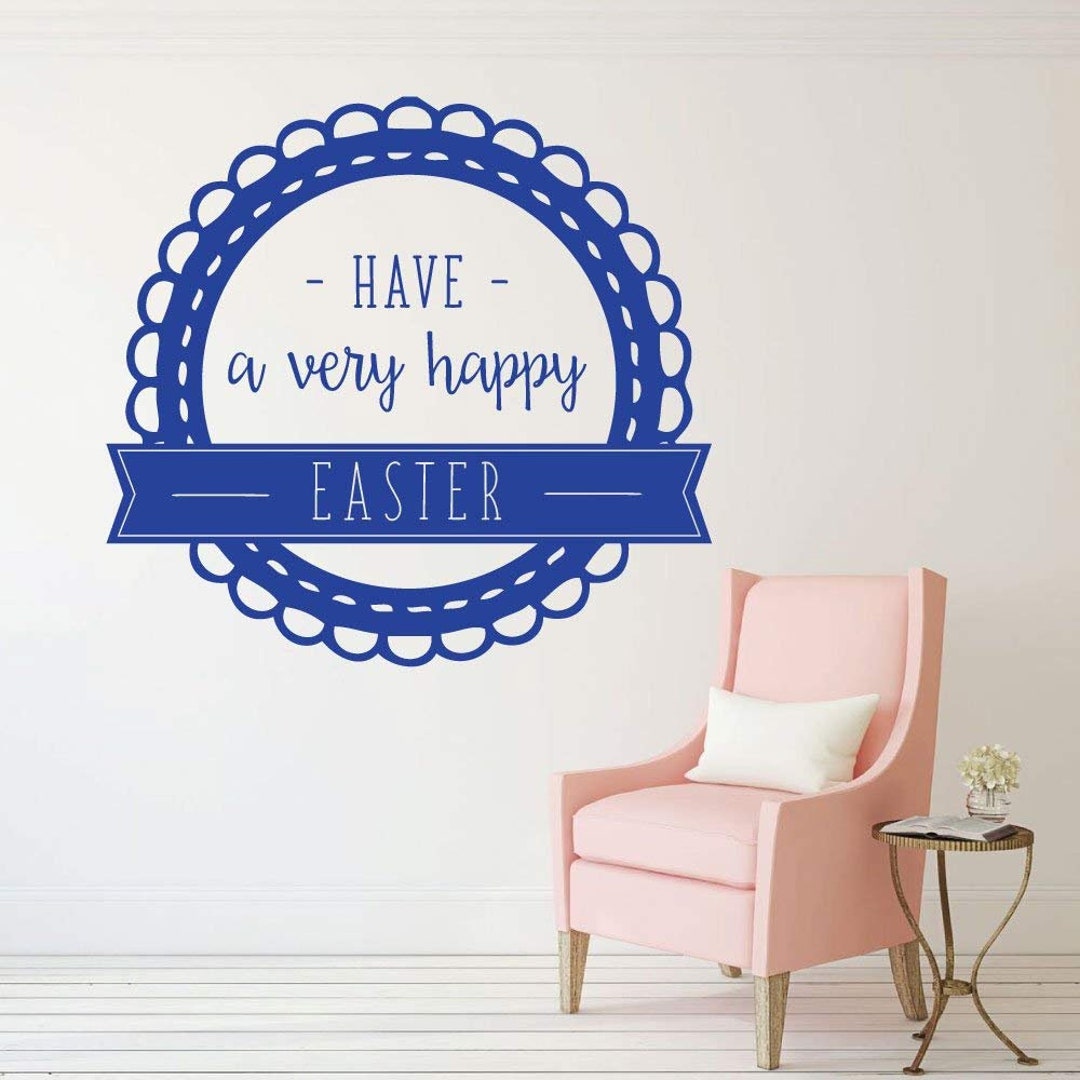 Happy Easter Vinyl Wall Decal - Christian Home Decor - Etsy