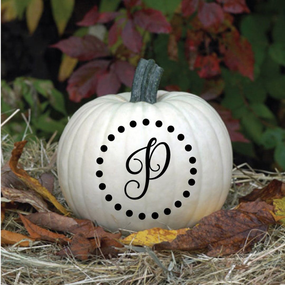 Halloween Decor | Pumpkin Monogram Decal | Customized Letter With ...