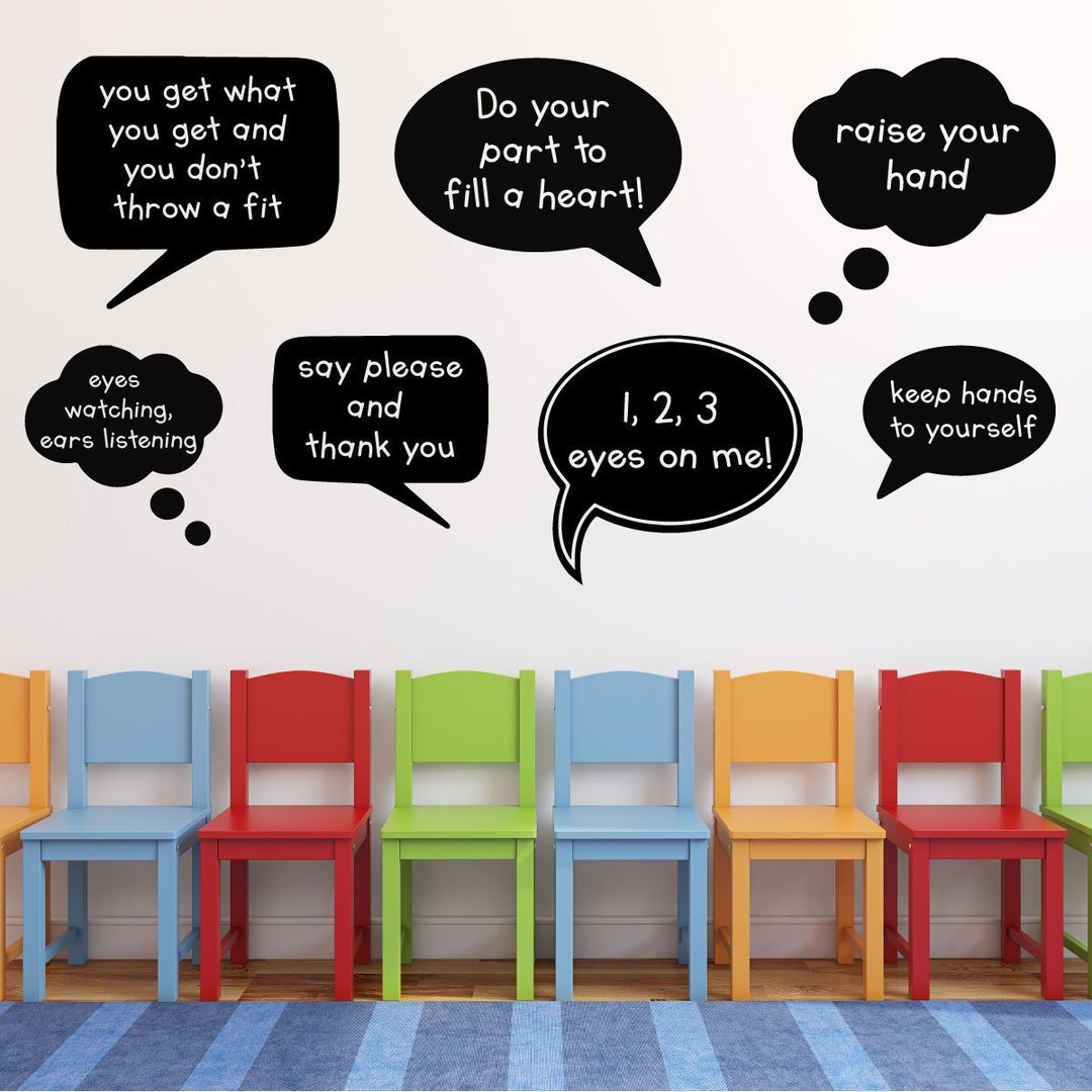 Classroom Decorations- Customized Classroom Rules Speech Bubbles Vinyl ...