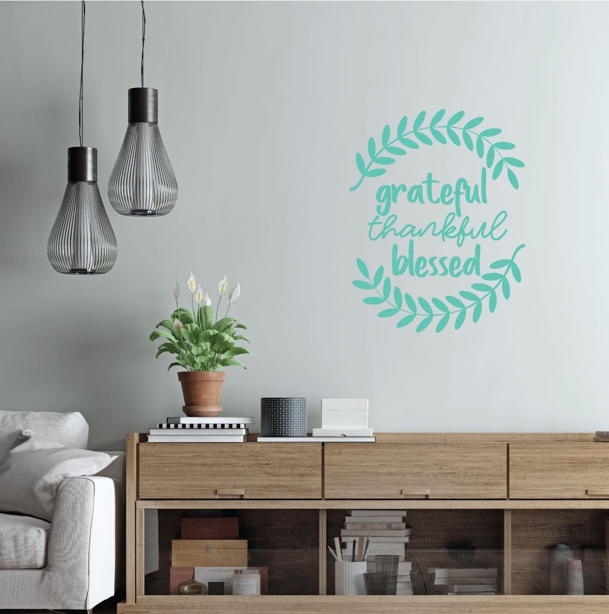 Farmhouse Wall Decor Home Wall Decal Grateful Thankful - Etsy