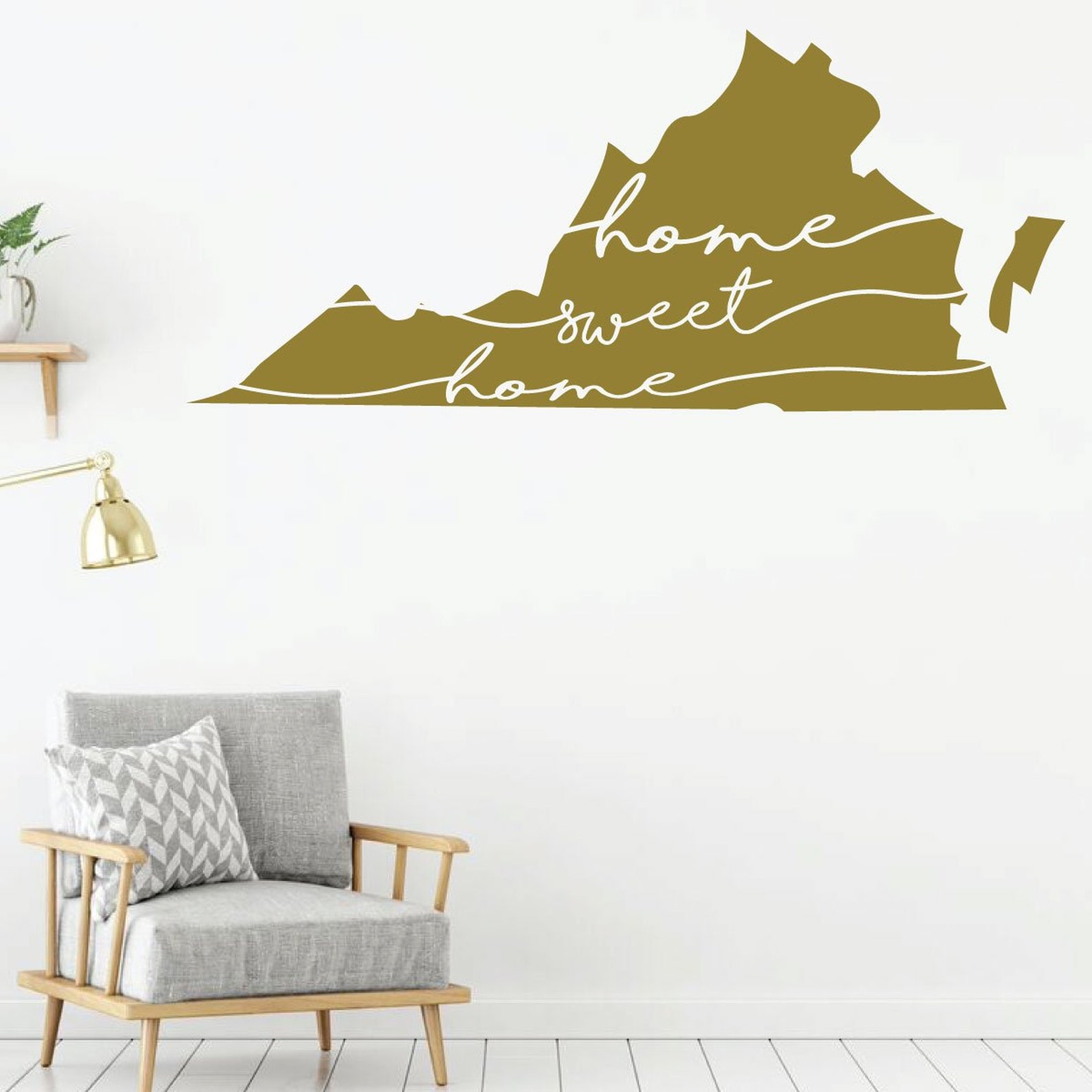 Virginia Wall Decal - Home Sweet Home - State Silhouette Vinyl Art for ...