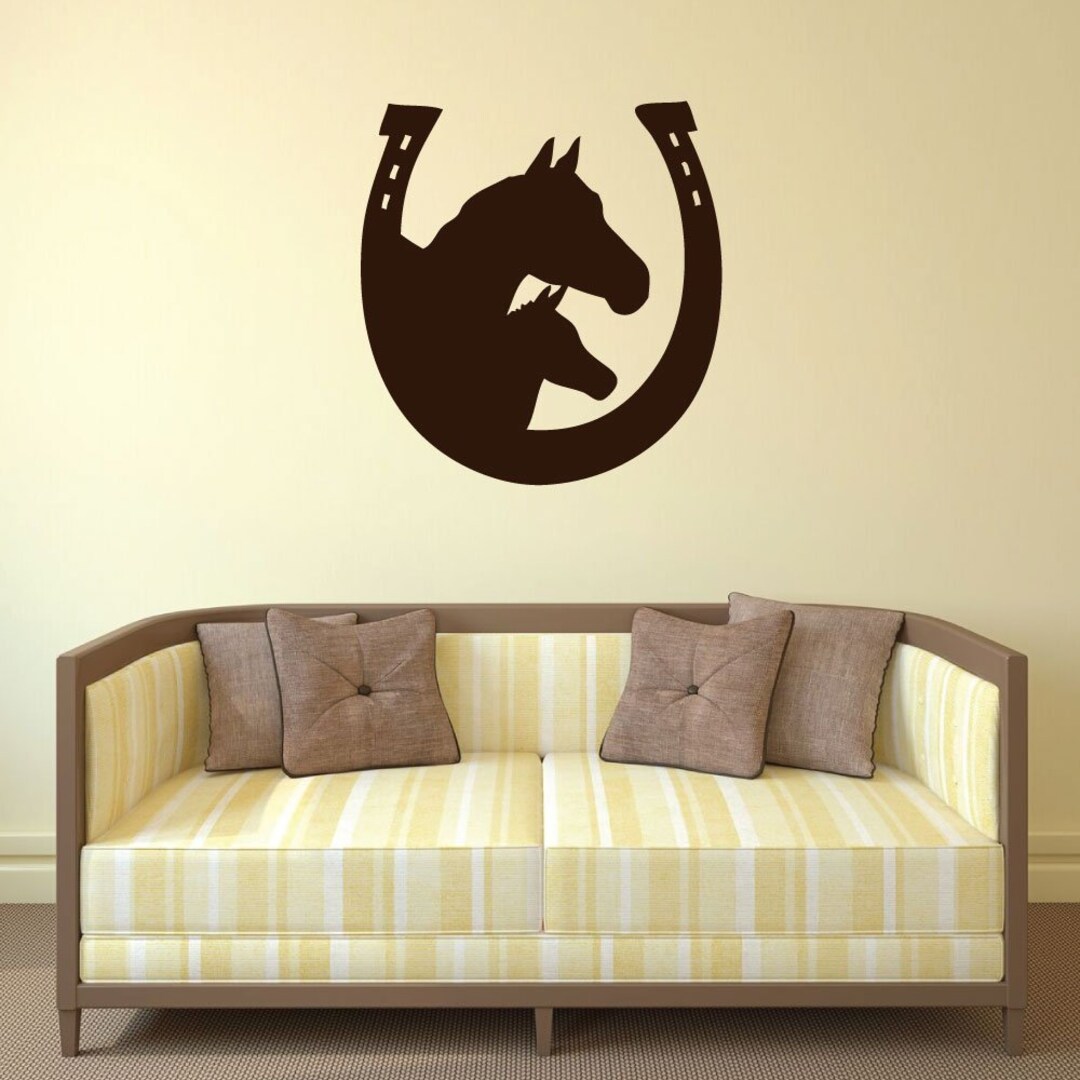 Horseshoe Wall Decal - Mare and Foal - Vinyl Sticker Design for Home ...