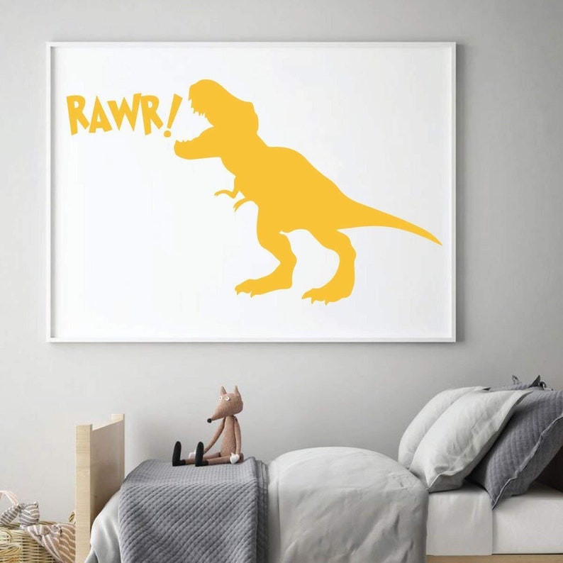 T REX Wall Decal RAWR Dinosaur Silhouette Vinyl Sticker - Etsy