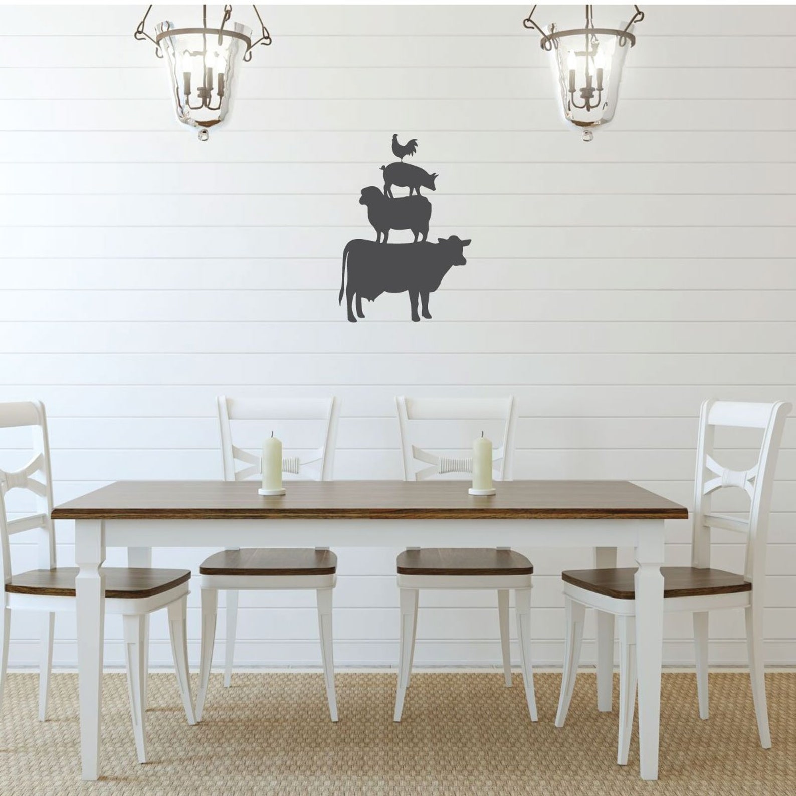 Dining Room Wall Decal Farm Animals Chicken Pig Sheep - Etsy