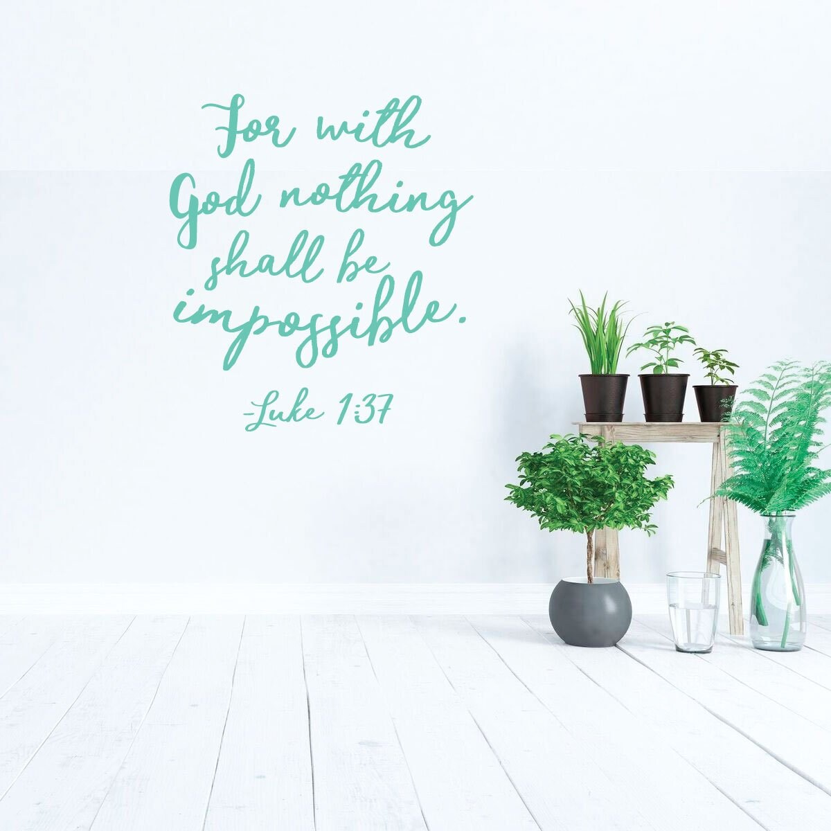 Bible Verse Wall Decal for With God Nothing Shall Be | Etsy