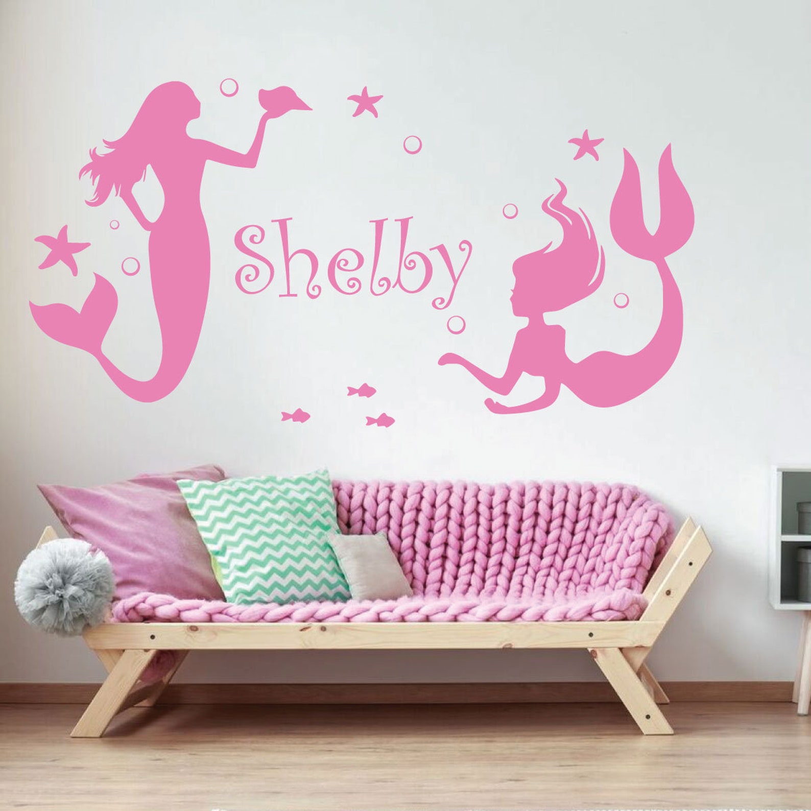Mermaid Wall Decal in Vinyl With Personalized Name Includes - Etsy