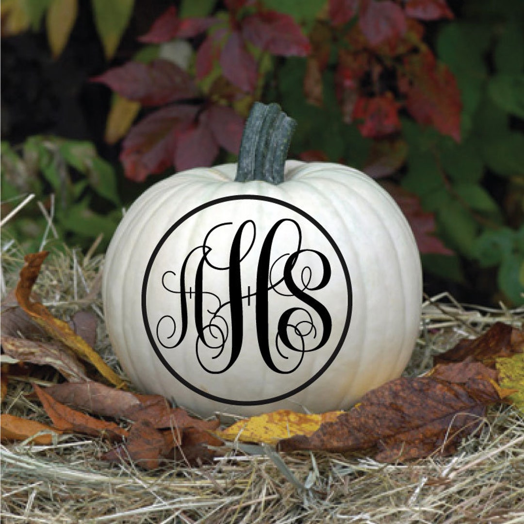 Pumpkin Monogram Decal - Personalized Initials Vinyl Sticker for ...
