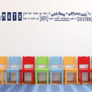 Math Classroom Decorations Math Quote Vinyl Wall Decal for Teachers ...