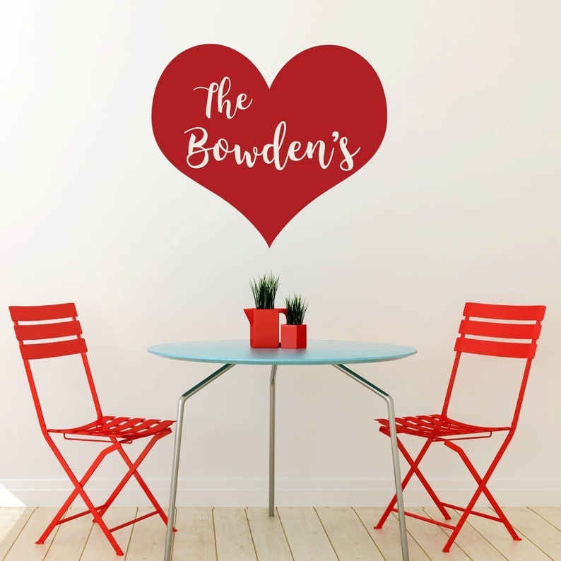 Personalized Heart Wall Decal - Custom Name Vinyl Sticker - Etsy