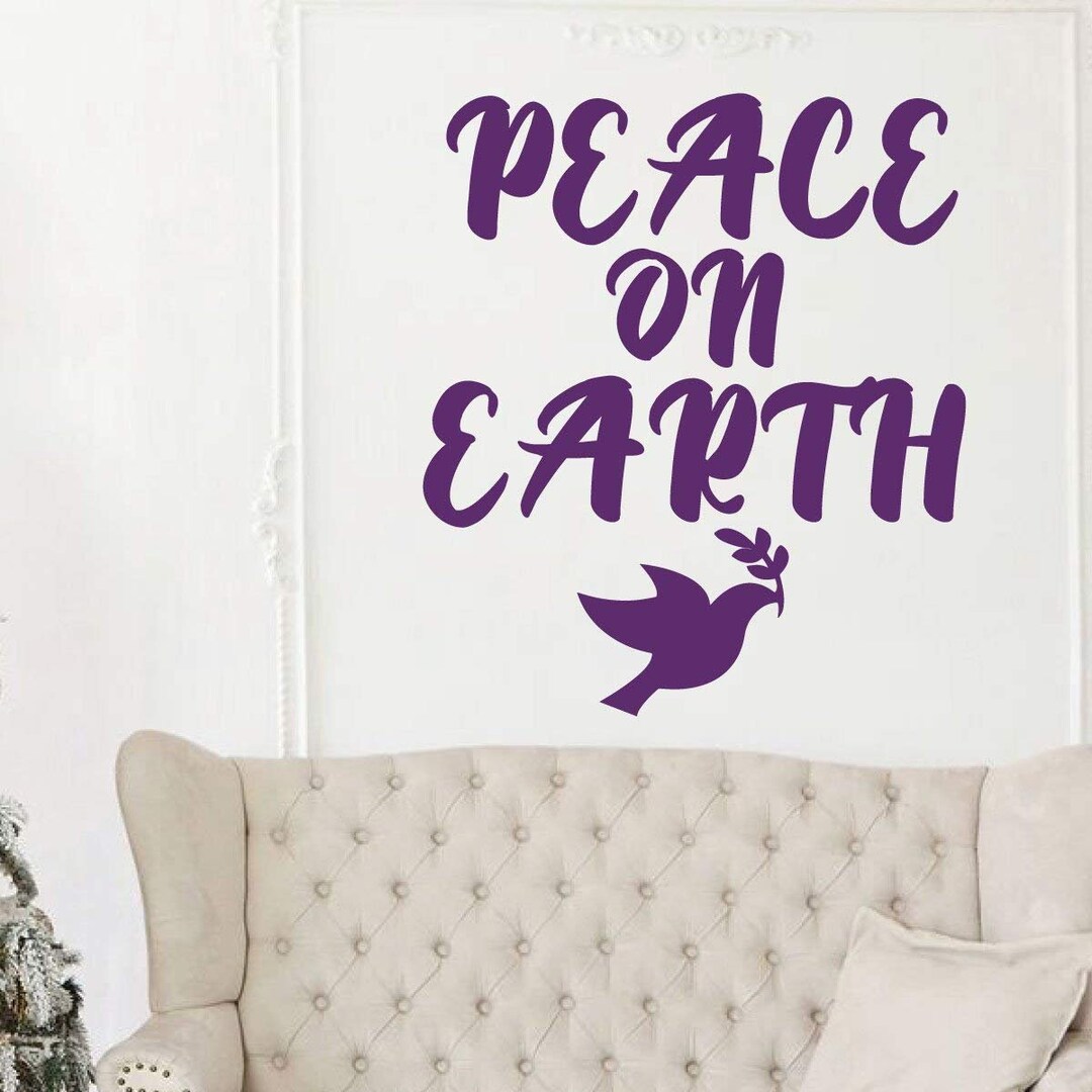 Christmas Decoration - Peace on Earth - Holiday Vinyl Wall Decal for ...