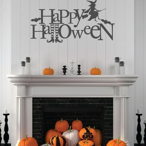 Witch Wall Decal - Happy Halloween - Vinyl Sticker for Halloween ...